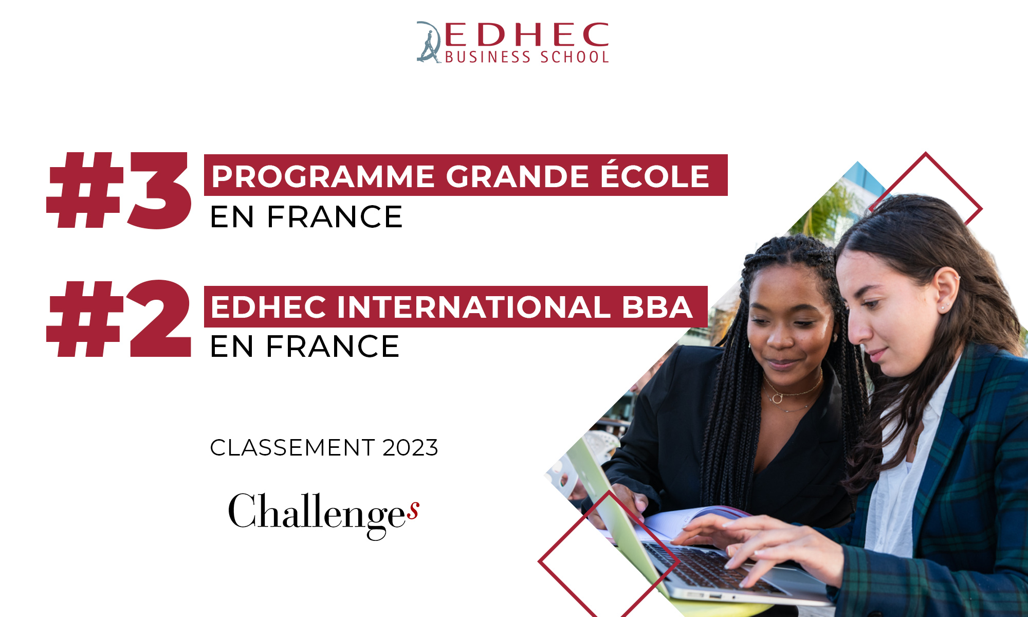 Classement Challenges 2023 : L’EDHEC 3e école de management en France ...